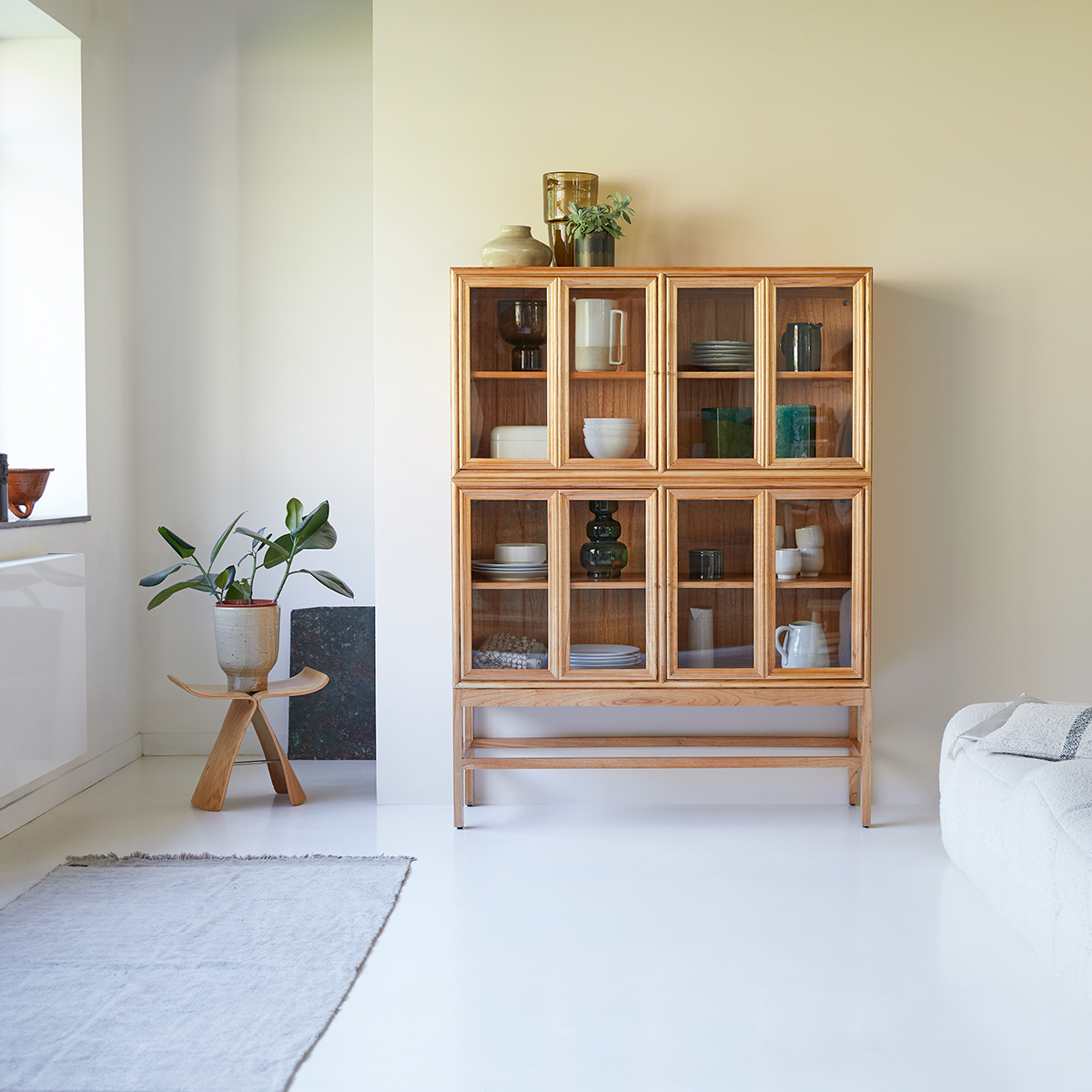 Vitrine double en mindi 120 cm - Meuble de rangement séjour