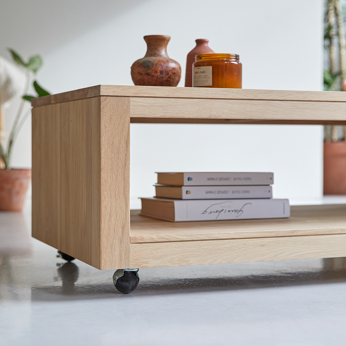Portable oak coffee table 110 x 60 cm - Living room furniture