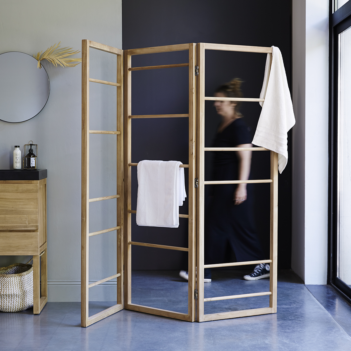175 cm teak linen rack, Bathroom accessory, Tikamoon