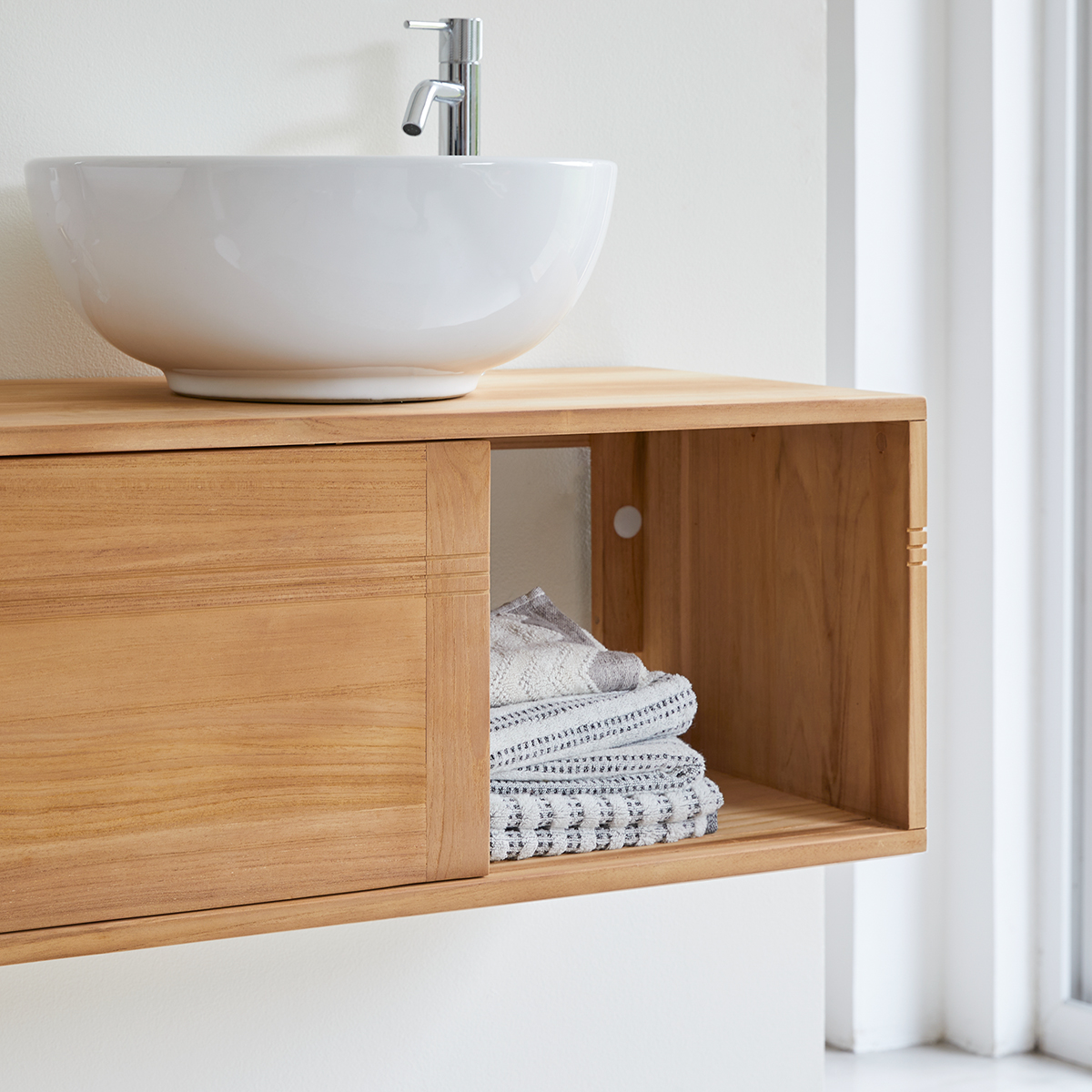 Double teak washstand - Basic duo double washstand at Tikamoon