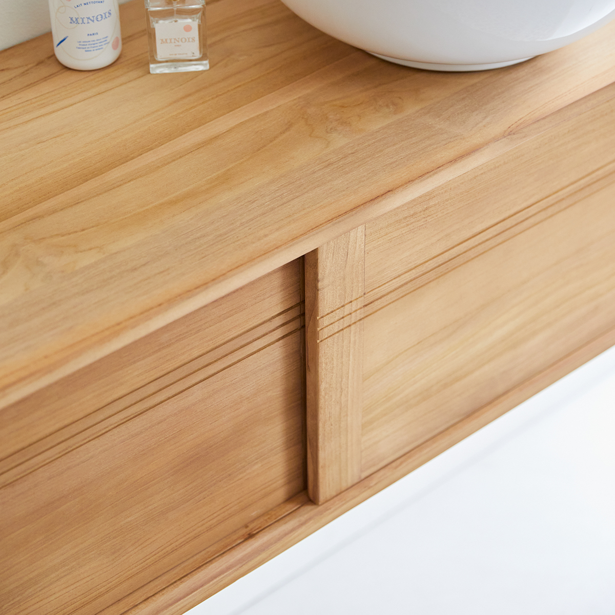 Double teak washstand - Basic duo double washstand at Tikamoon