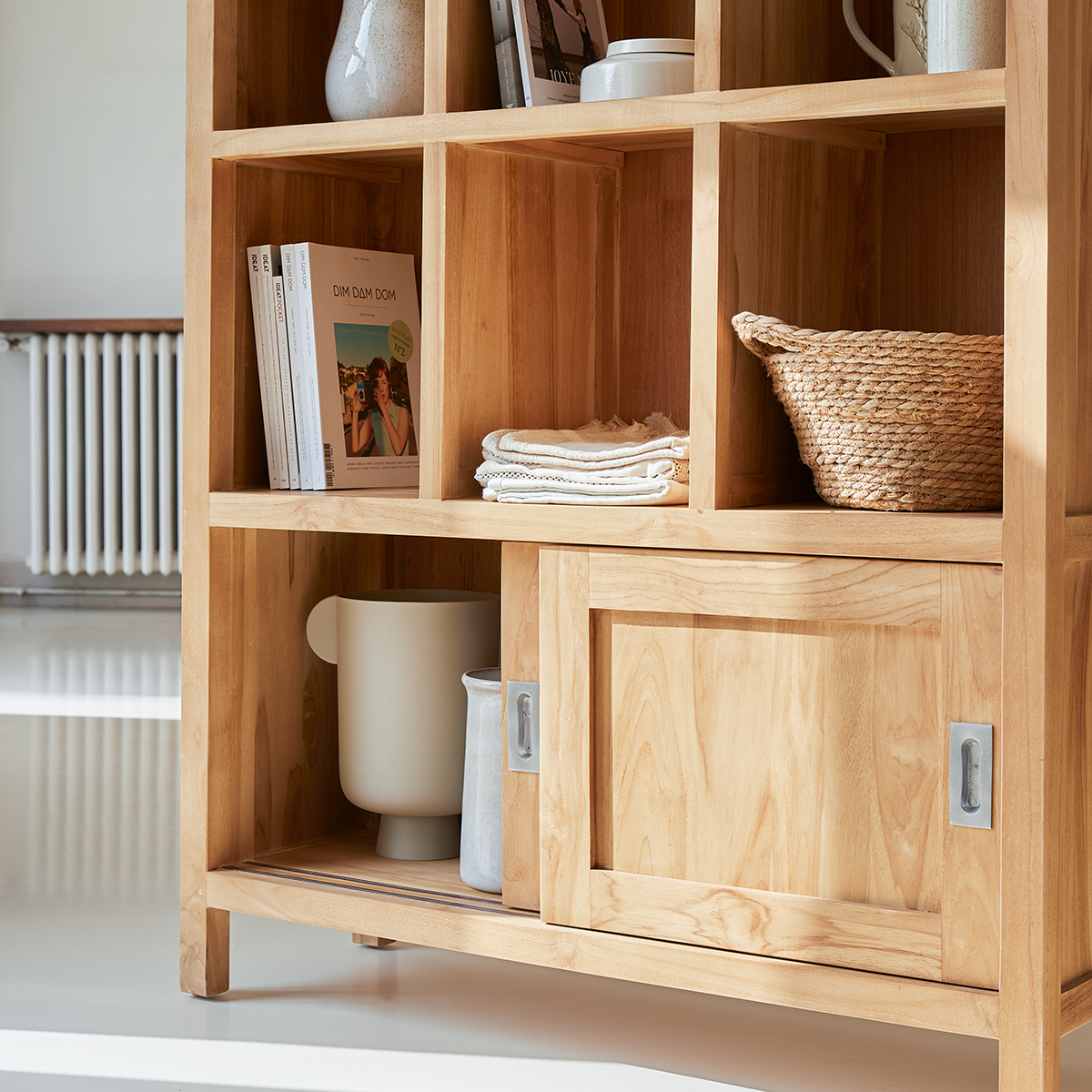 Teak bookcase - Coffee Tek Slide bookcases 100x215 sale - Tikamoon