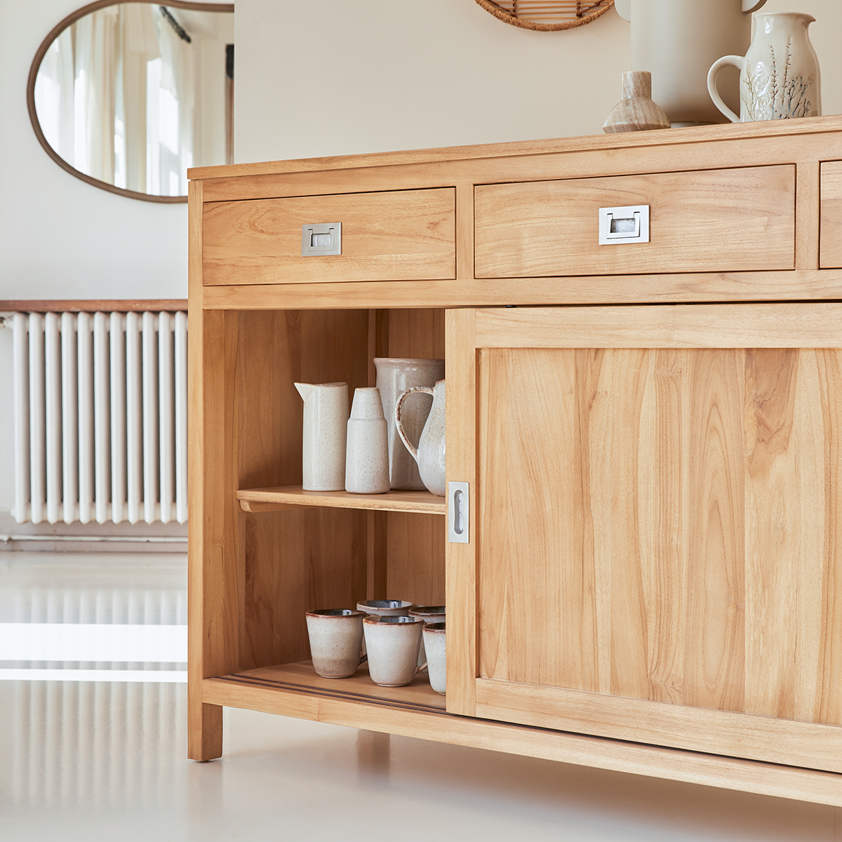 Teak sideboard - Coffee Tek Slide solid wood sideboard at Tikamoon