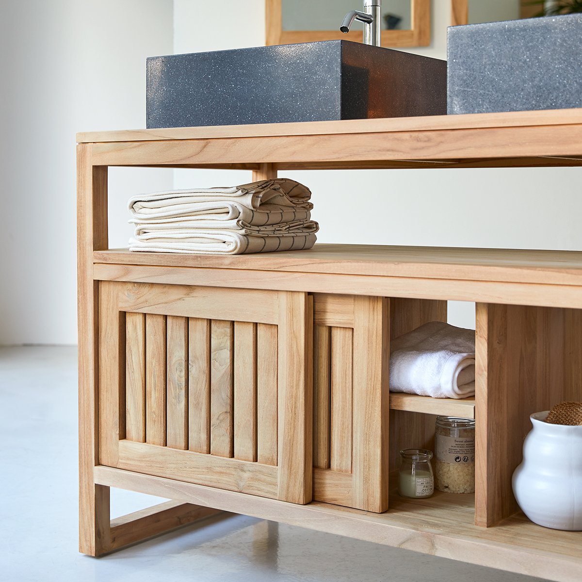 Teak bathroom furniture - Colonial Duo washstand - Tikamoon