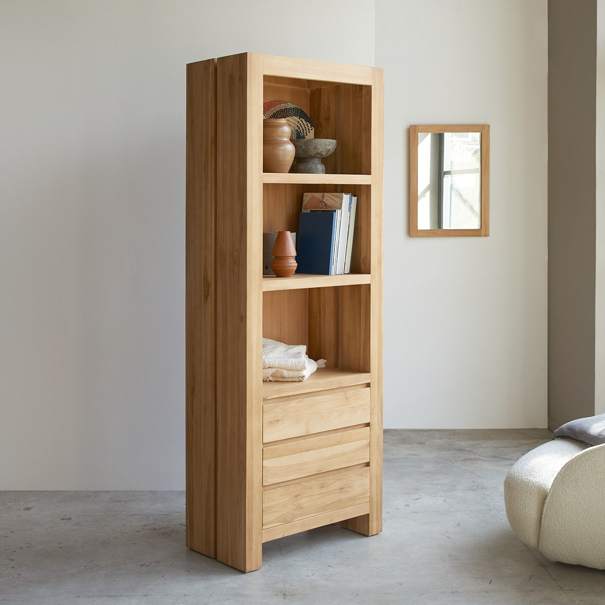 Teak bookcases - Eden Bookcases sale 75x200 at Tikamoon