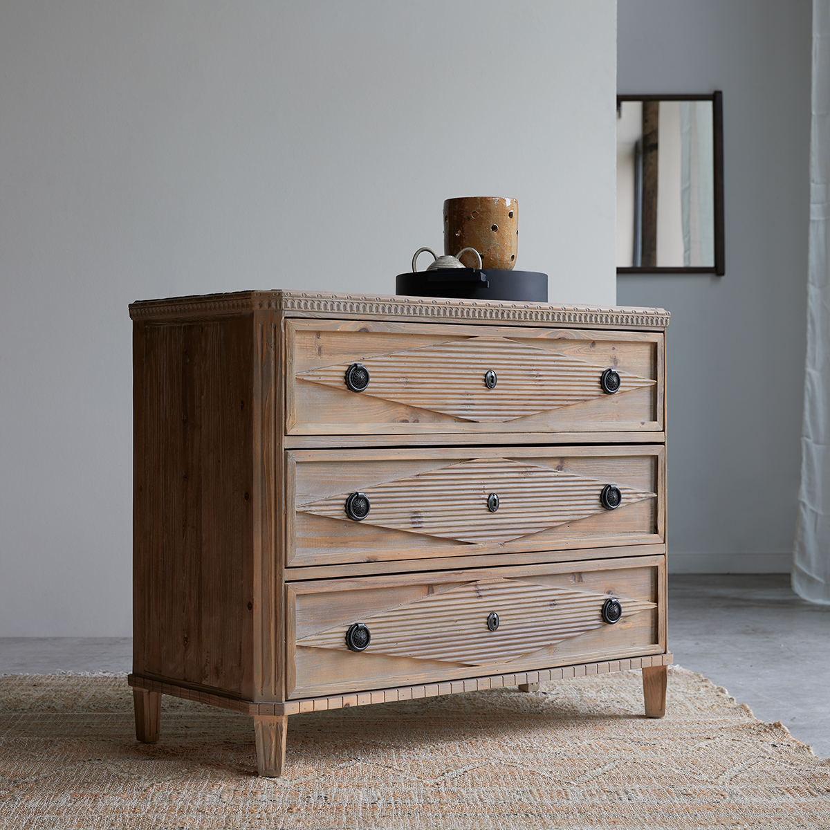 Commode en pin 3 tiroirs - Meubles de rangement de chambre - Tikamoon