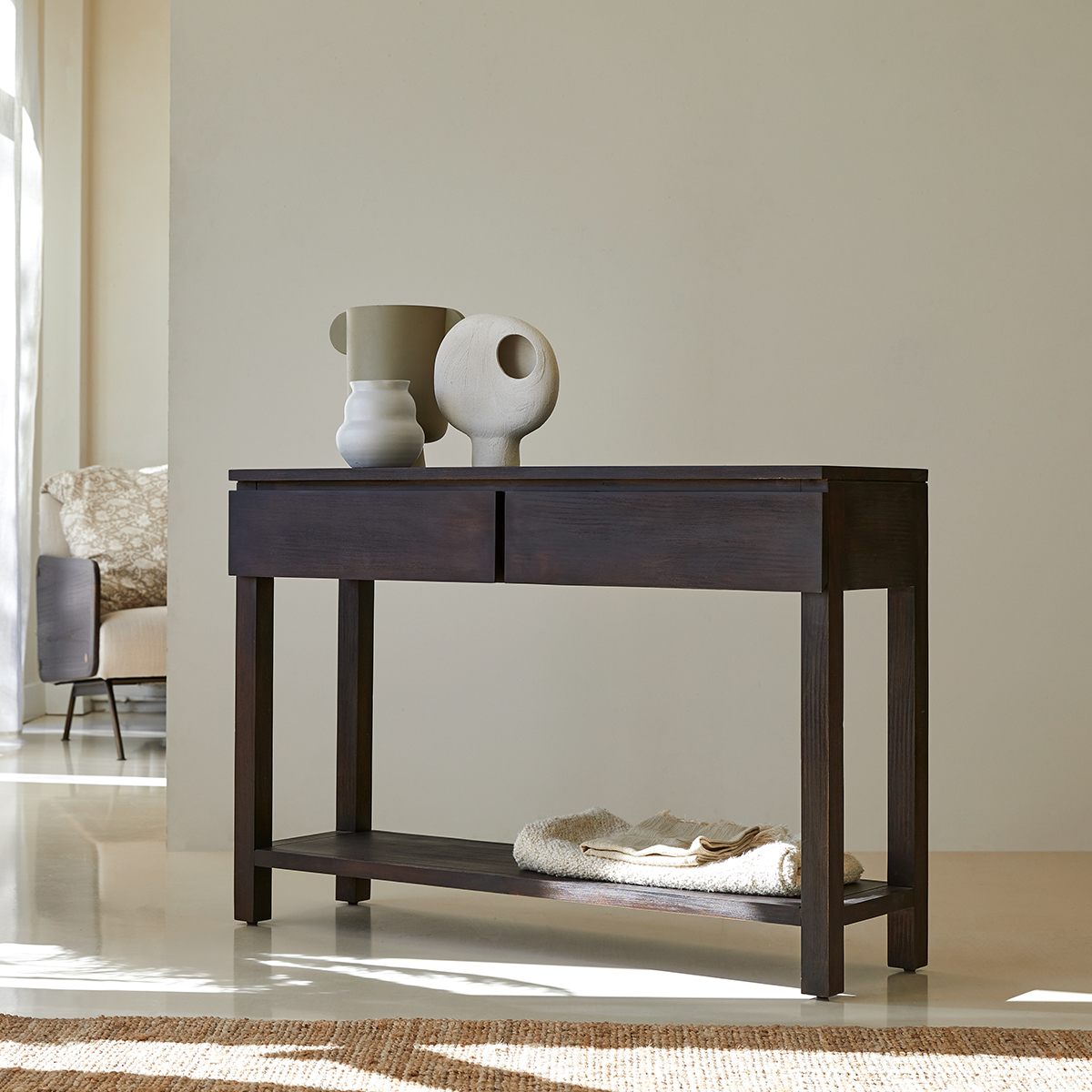 Mahogany console 120 cm – Sale of Eva Mahogany furniture at Tikamoon