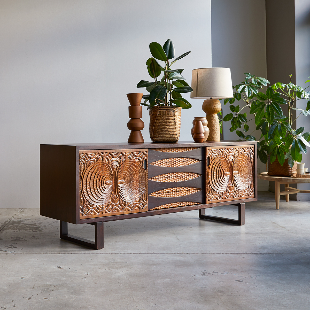 Tikamoon : Frida - Solid mahogany Sideboard 205 cm