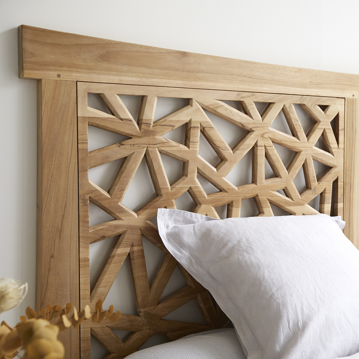 Bed headboard in teak - Gentong bed headrest sale at Tikamoon