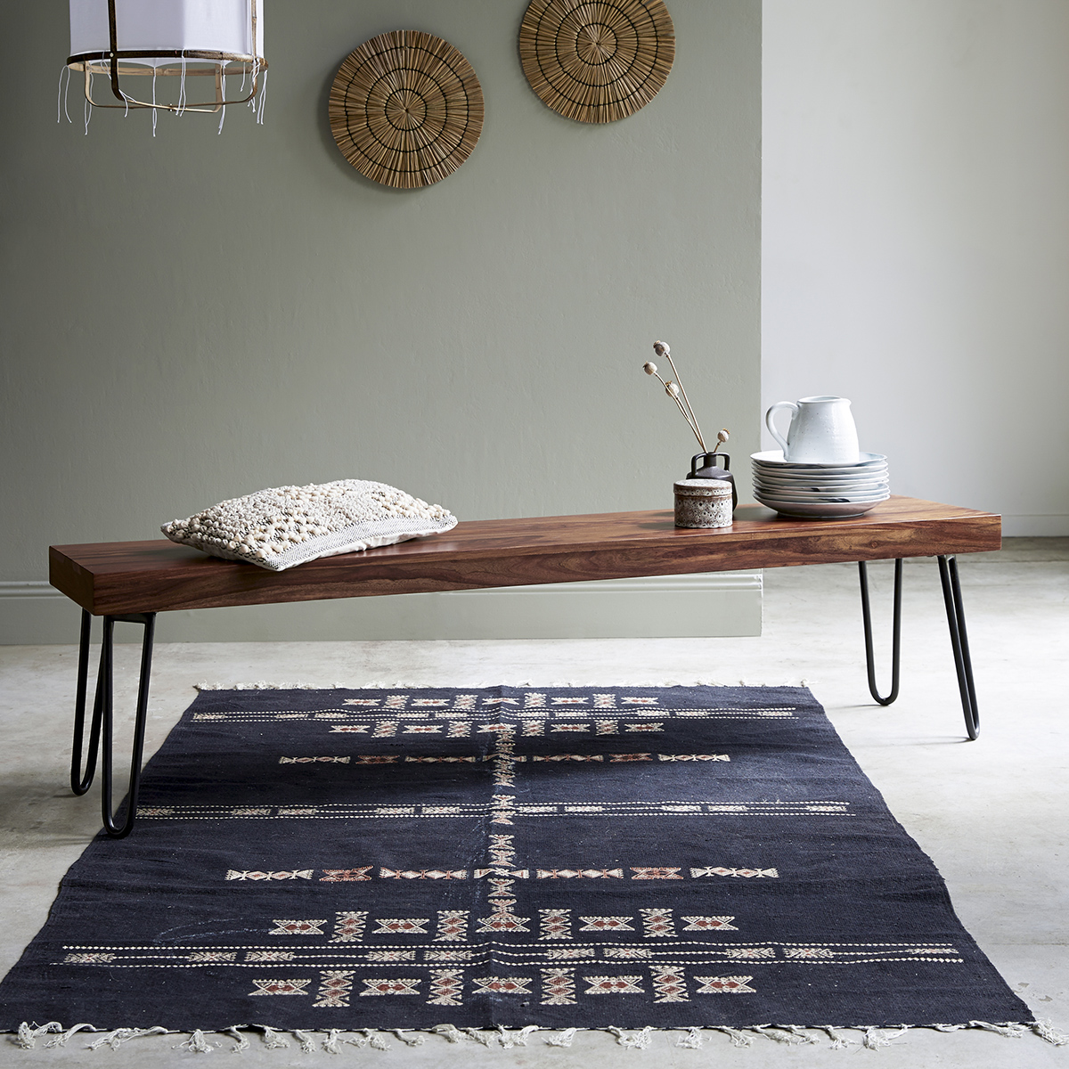 Sheesham bench 180 cm - Helga bench for 3 people - Tikamoon