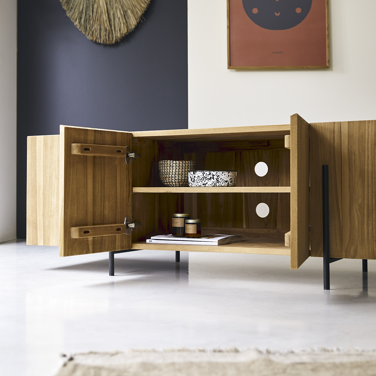 Low teak sideboard 165 cm - Living room storage furniture - Tikamoon