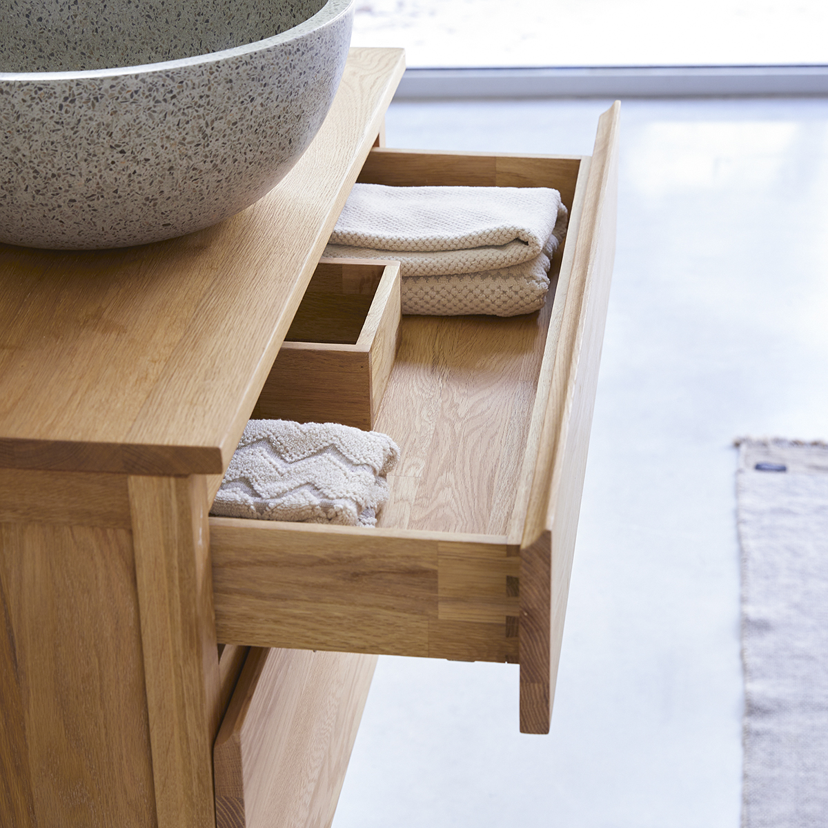 Wall-mounted oak vanity unit 80 cm - Bathroom - Tikamoon