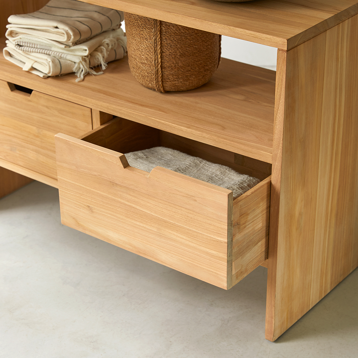 Tikamoon : Kwarto - Solid teak vanity unit 110 cm