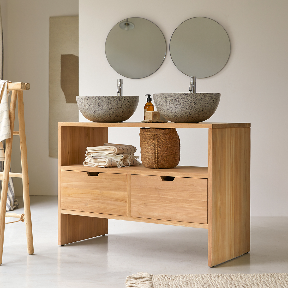 Tikamoon : Kwarto - Solid teak vanity unit 110 cm