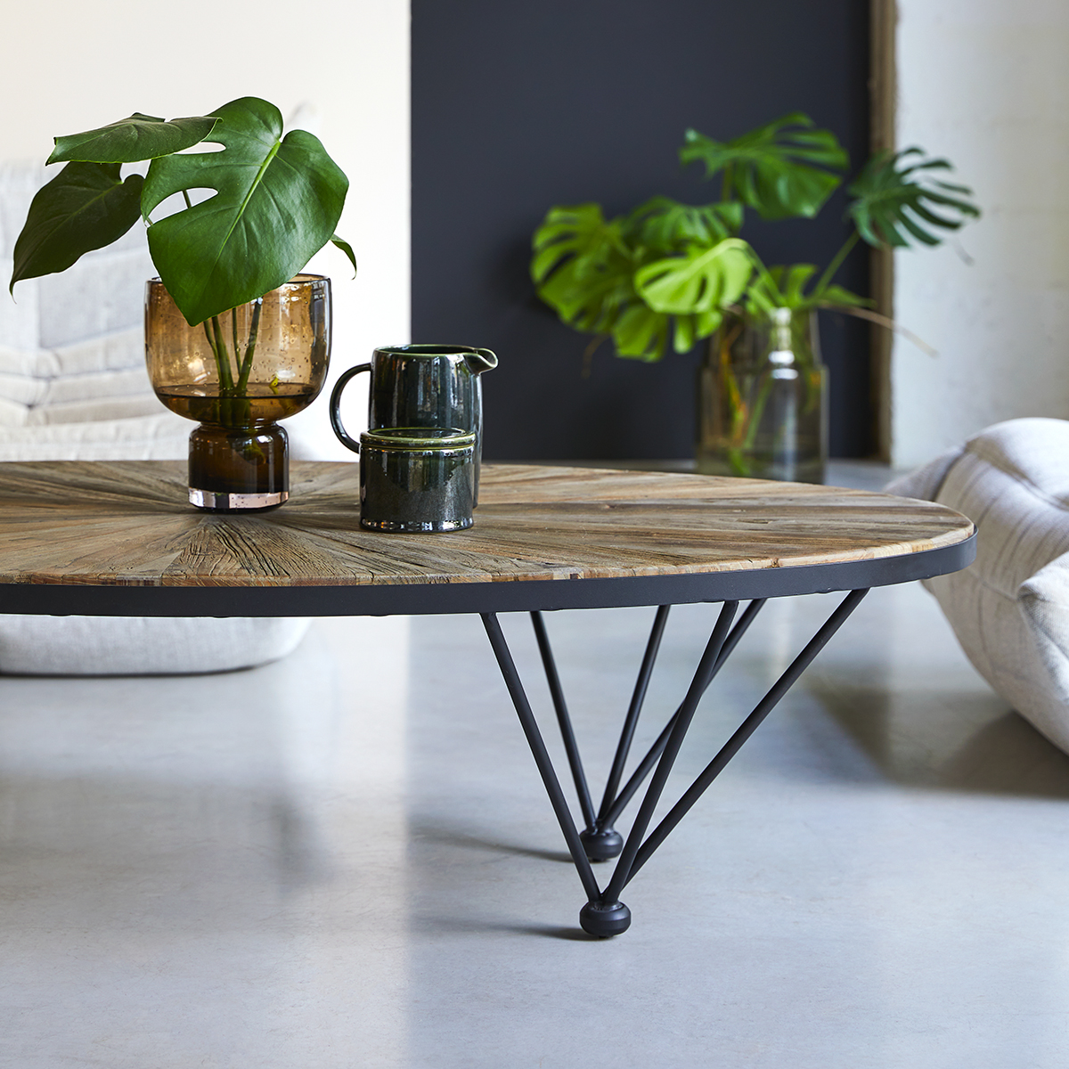 Elm and metal coffee table - Lancelot living room tables 140x80