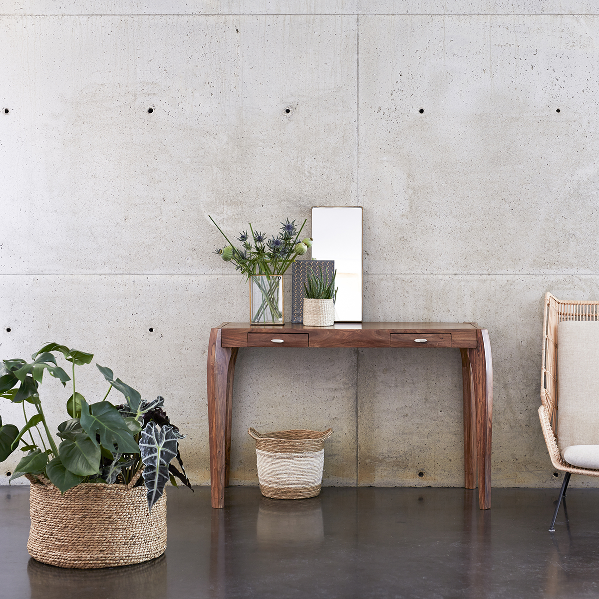 Office sheesham console - Luna consoles at Tikamoon