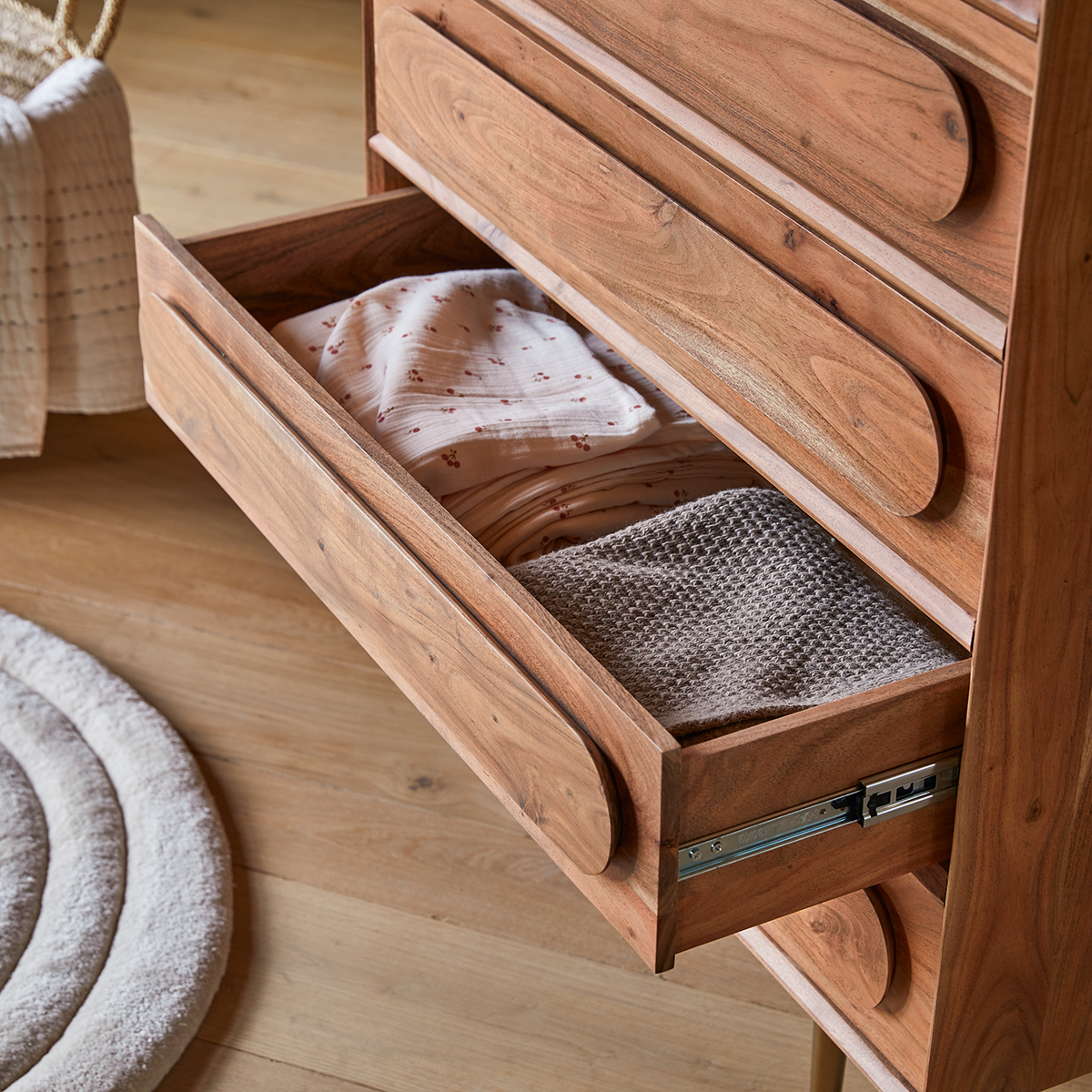 5-drawer children's acacia chest of drawers - Living room storage