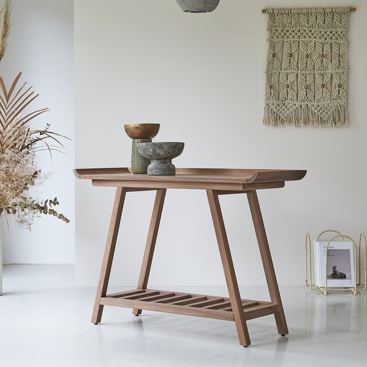 Walnut high console table 110 - Wood furniture for the living room