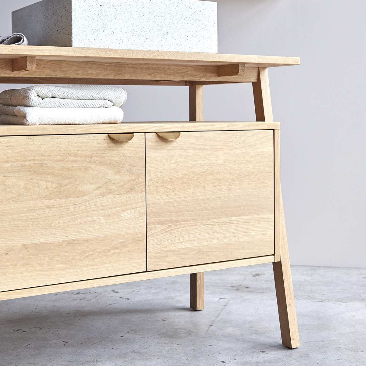 Mobile semplice per lavello, in quercia 90 cm - Mobili per bagno