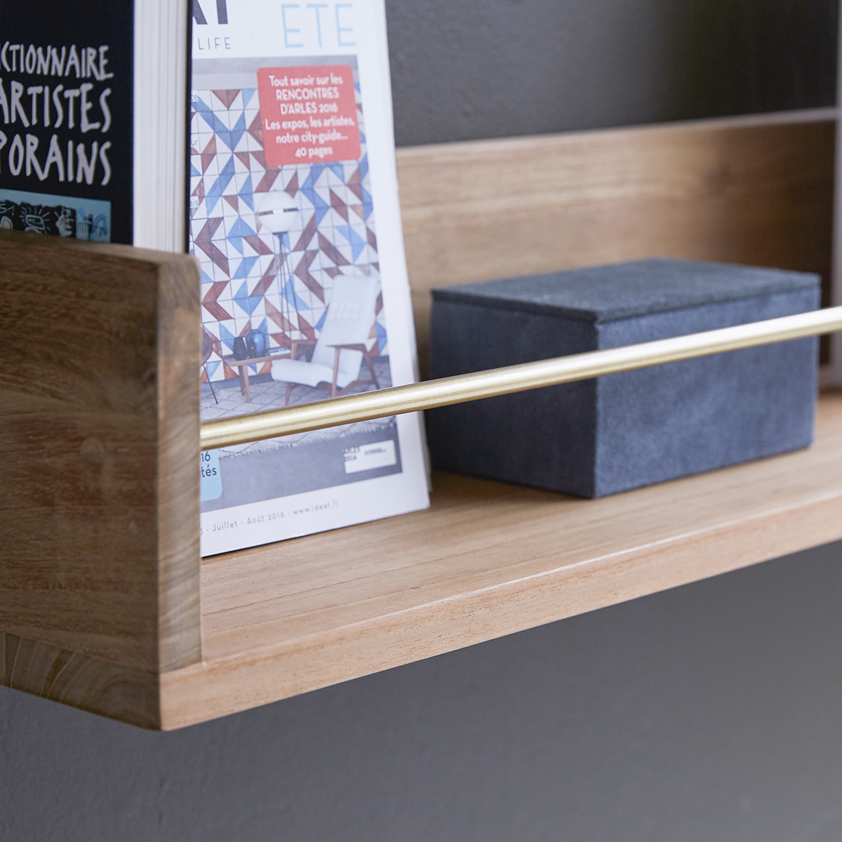 Sasha Wall Shelf 100 cm - Teak wood -brass shelves - Storage furniture ...