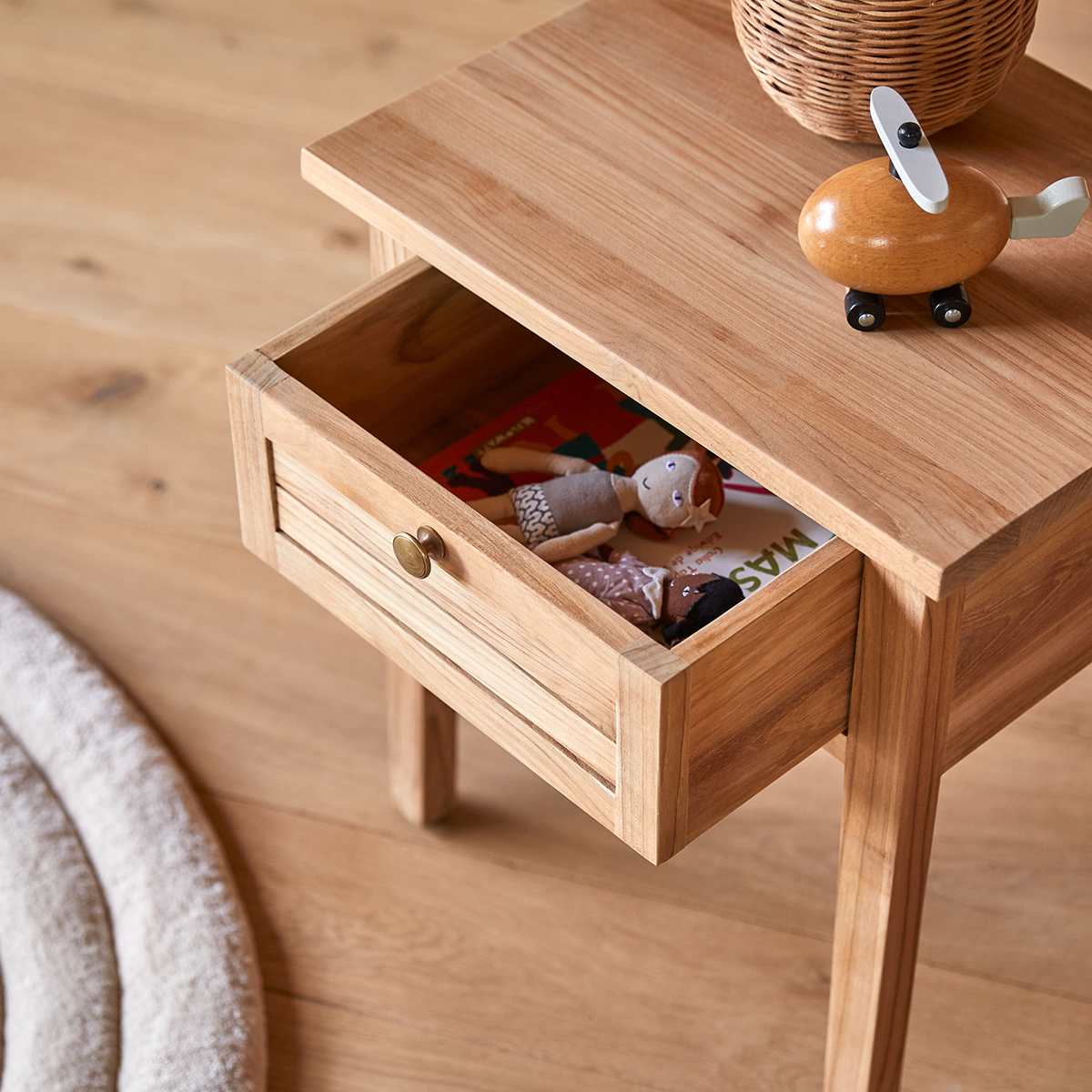 Children's teak 1-drawer bedside table - Bedroom furniture - Tikamoon