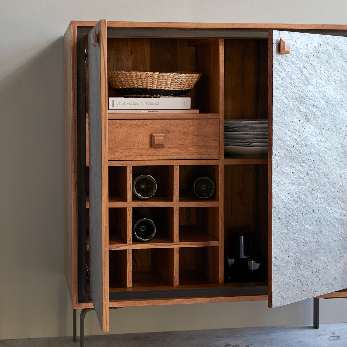 Bahut bar en acacia 100 cm - Meubles de rangements de salon - Tikamoon