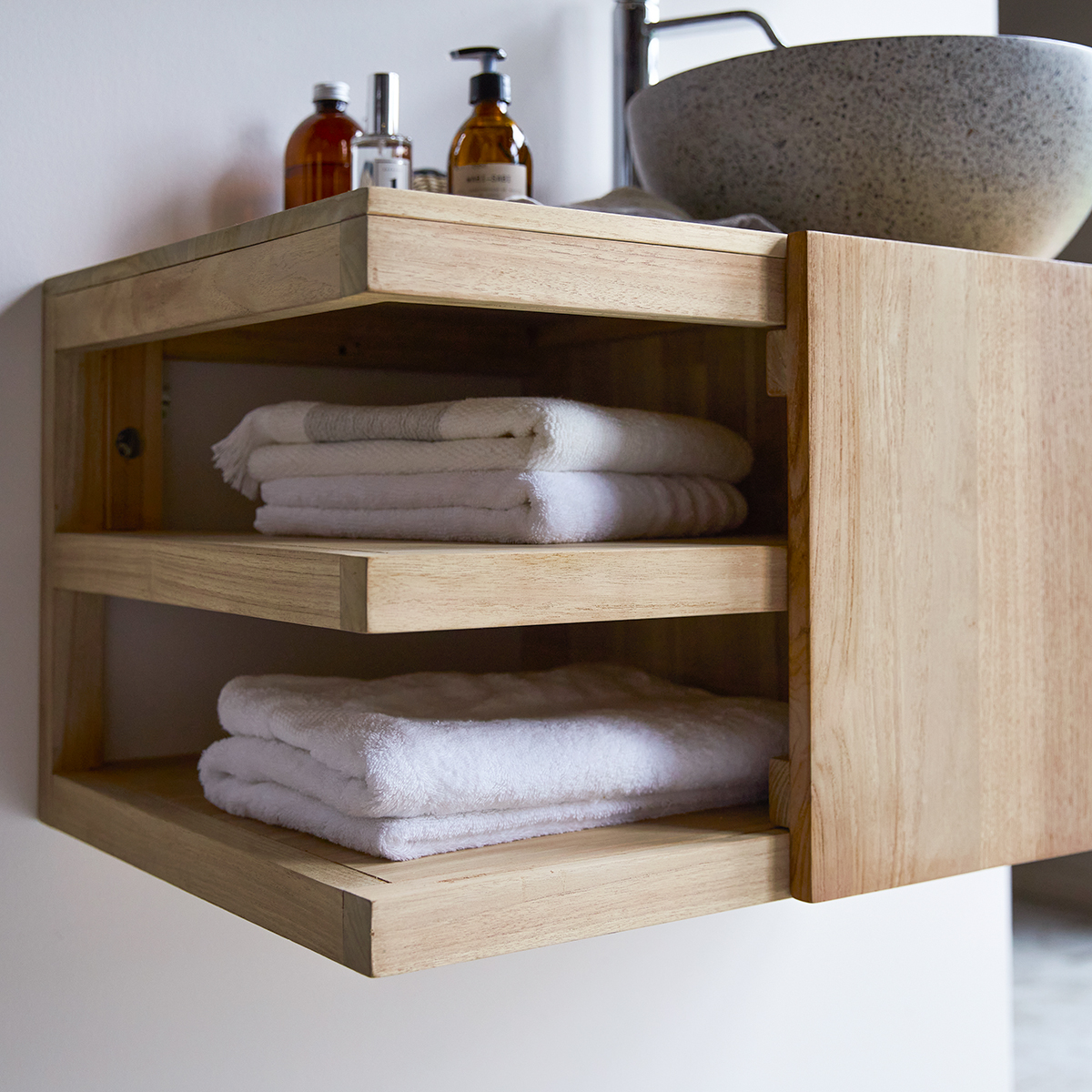 Wall mounted bathroom vanity cabinet - Typo teak furniture - Tikamoon